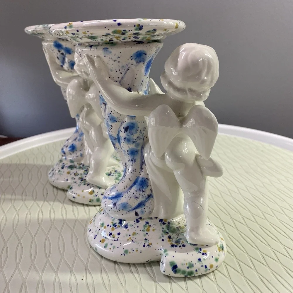 Accents | Atlantic Mold 2 Ceramic Cherub Angel Candle Holder Set ...